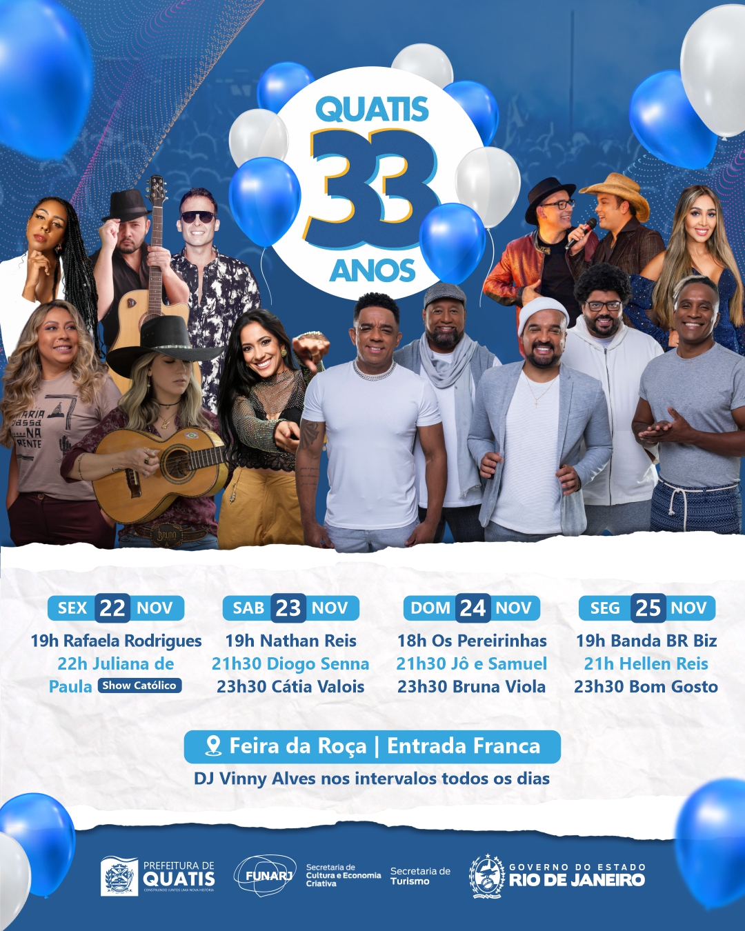 PREFEITURA DIVULGA PROGRAMAÇÃO OFICIAL DO 33º ANIVERSÁRIO DE QUATIS COM ...